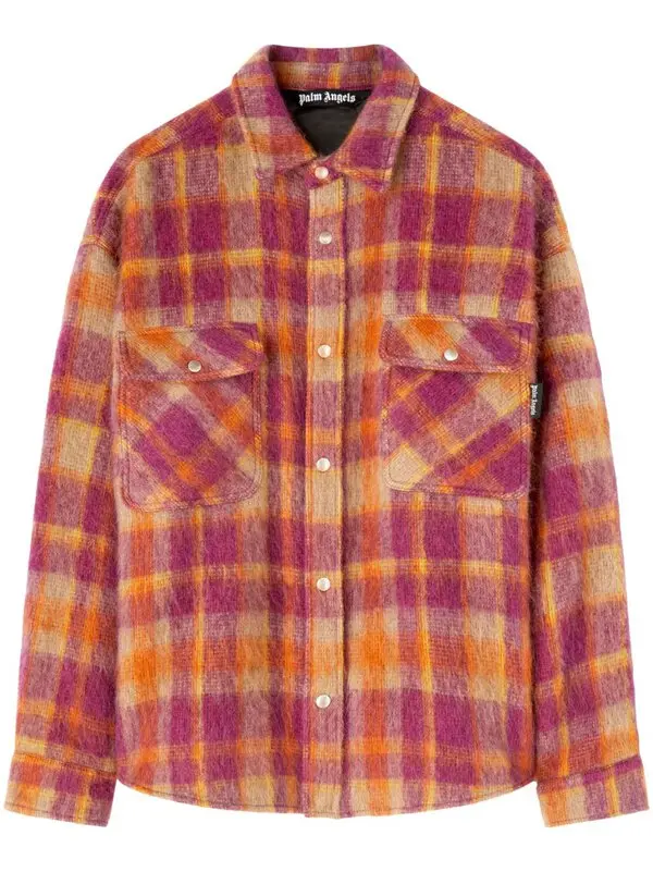 Palm Angels Checked Wool Overshirt - Bordeaux