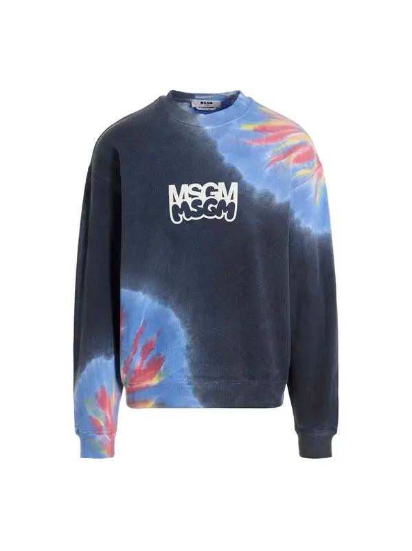 MSGM Logo Print Tie Dye Sweatshirt Burro Studio