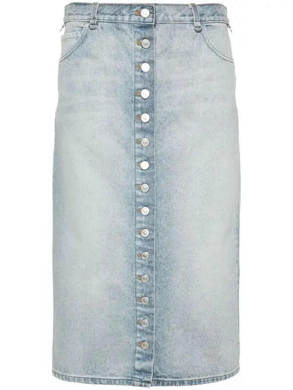 COURREGES Denim Midi Skirt - Clear Blue