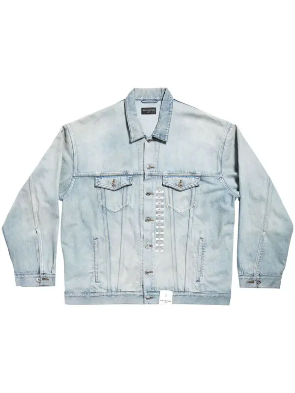 Balenciaga Sticker Denim Jacket - Clear Blue