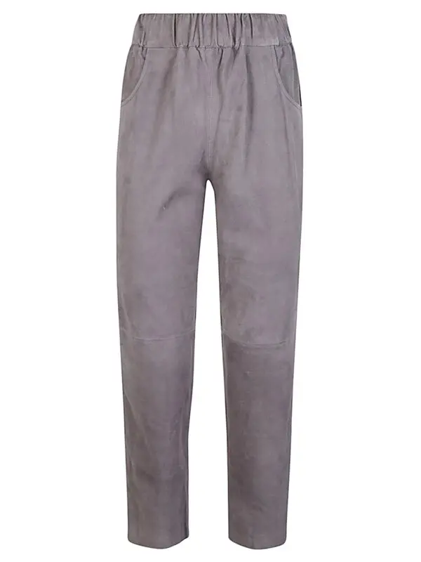 VIA MASINI 80 Suede Trousers - Grey