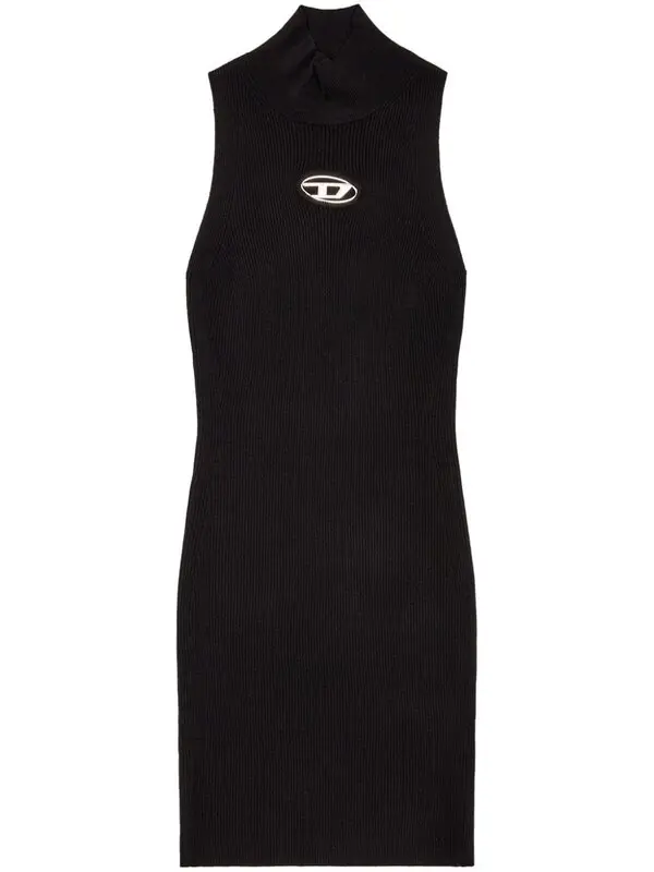 Diesel Logo Turtleneck Mini Dress - Black