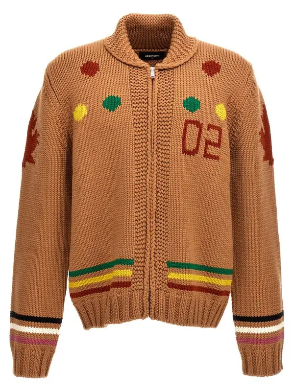 Dsquared2 Jacquard Wool Cardigan - Multicolor