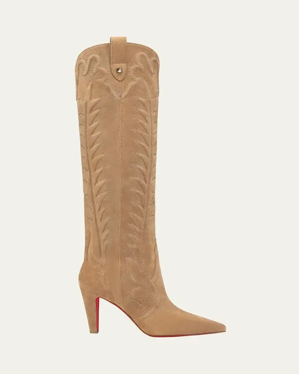 CHRISTIAN LOUBOUTIN Santia Suede Knee-high Western Boots