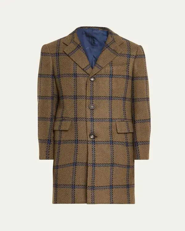 Kiton Windowpane Cashmere Topcoat