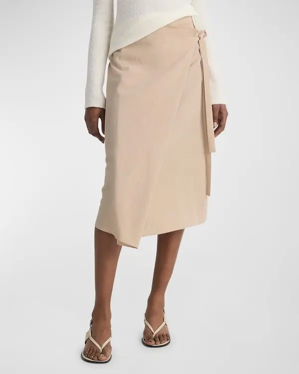 Vince Asymmetric Wrap Midi Skirt In Cliffside 25% Off Editorialist