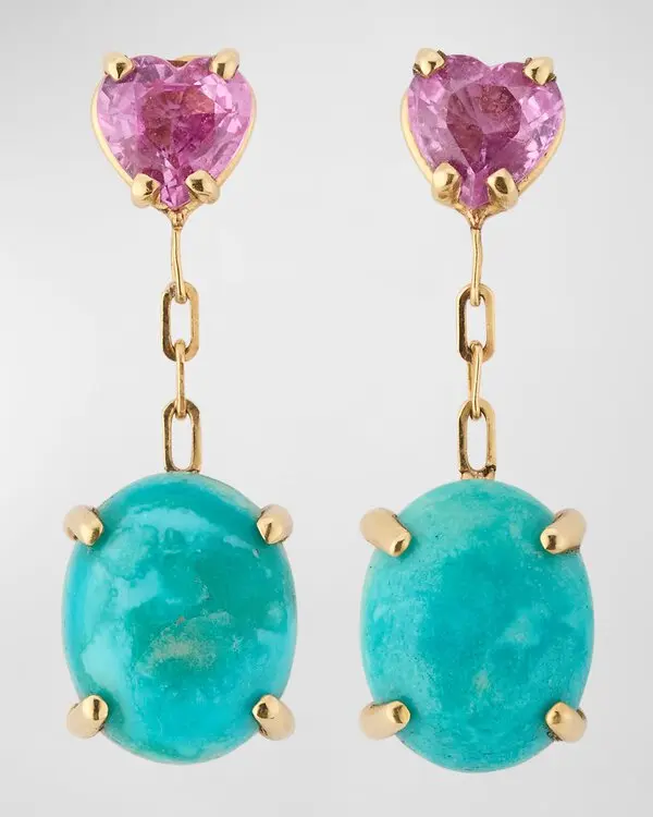 Jia Jia 14k Yellow Gold Earrings With Turquoise And Sapphire