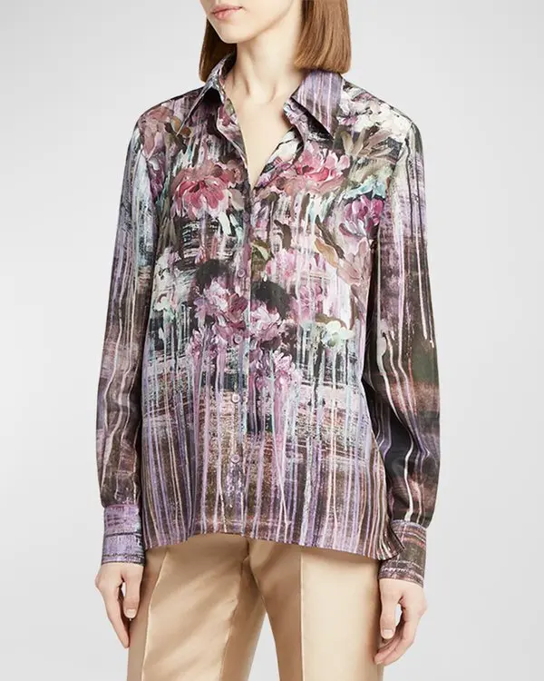 Alberta Ferretti Printed Chiffon Blouse