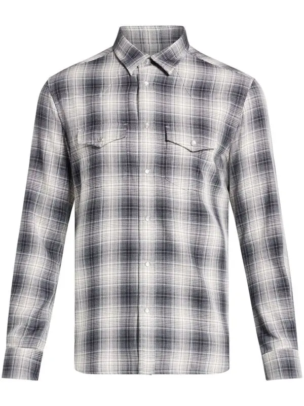 TOM FORD Check-print Cotton Shirt - Grey