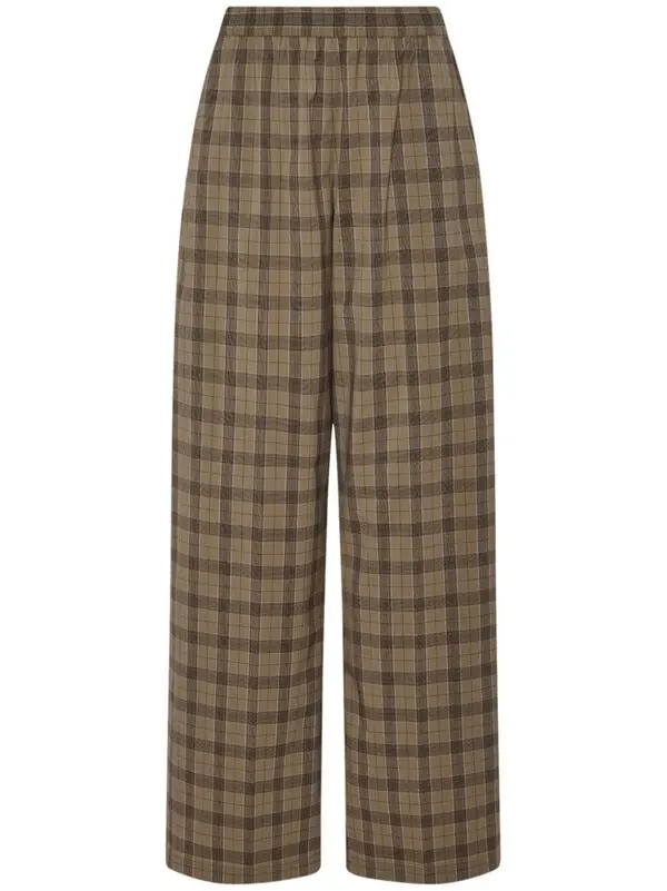 Rosetta Getty Plaid Wide-leg Trousers