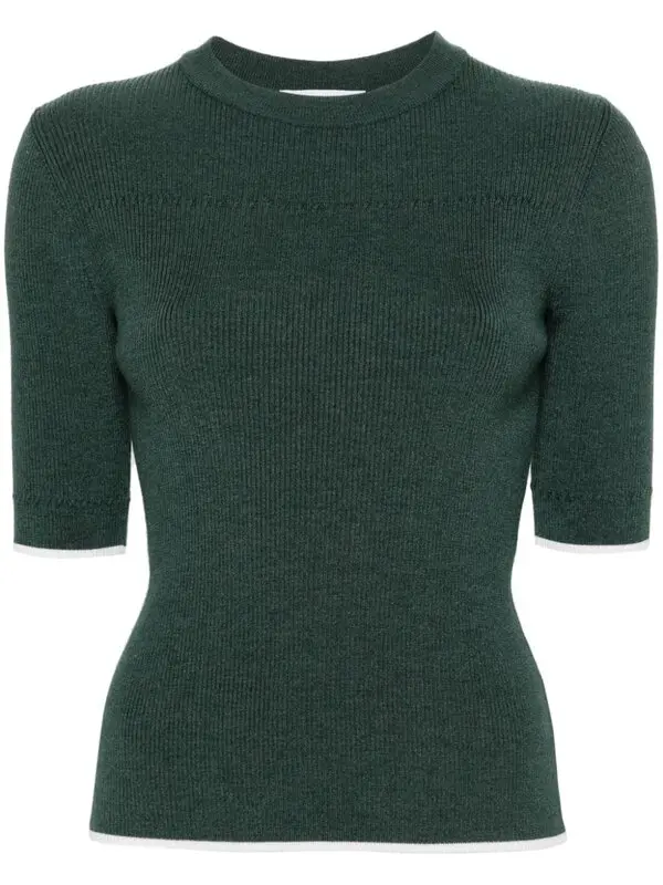 Thom Browne Ribbed Jumper With Contrasting Trim - Green