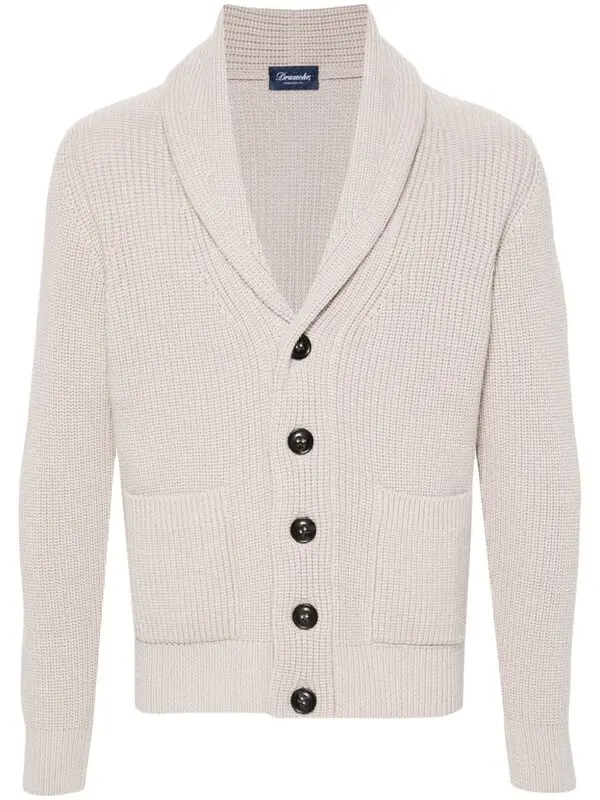 DRUMOHR Shawl-collar Merino Wool Cardigan - Neutrals