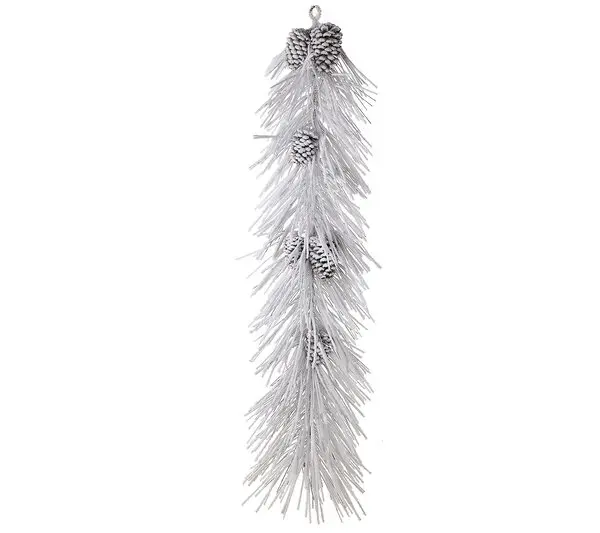 VALERIE PARR HILL 48' Long Snow Pine With Cones Garland Valeri E