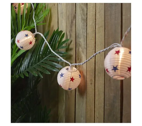NORTHLIGHT 10ct Star Paper Lantern 4th Of July Atio Lights
