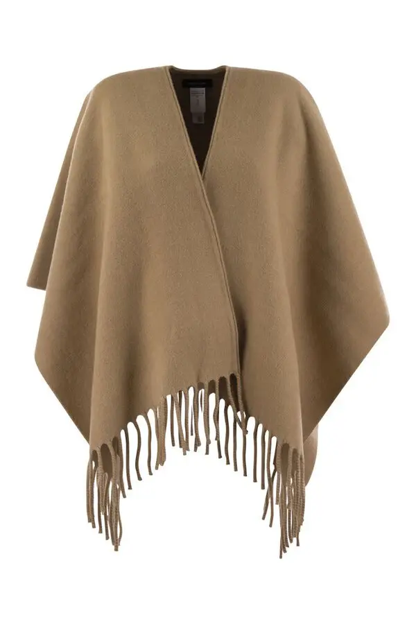 Fabiana Filippi Wool Fringed Cape - Brown