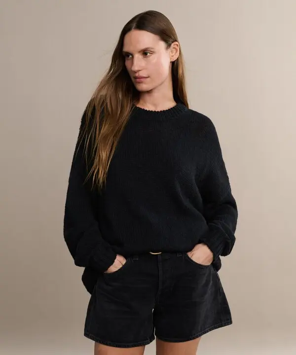 Jenni Kayne Cruise Cocoon Crewneck Top - Black
