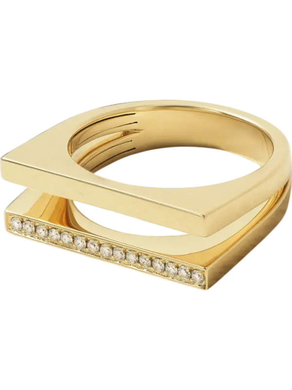 Mizuki Double Bar 14-karat Diamond Ring