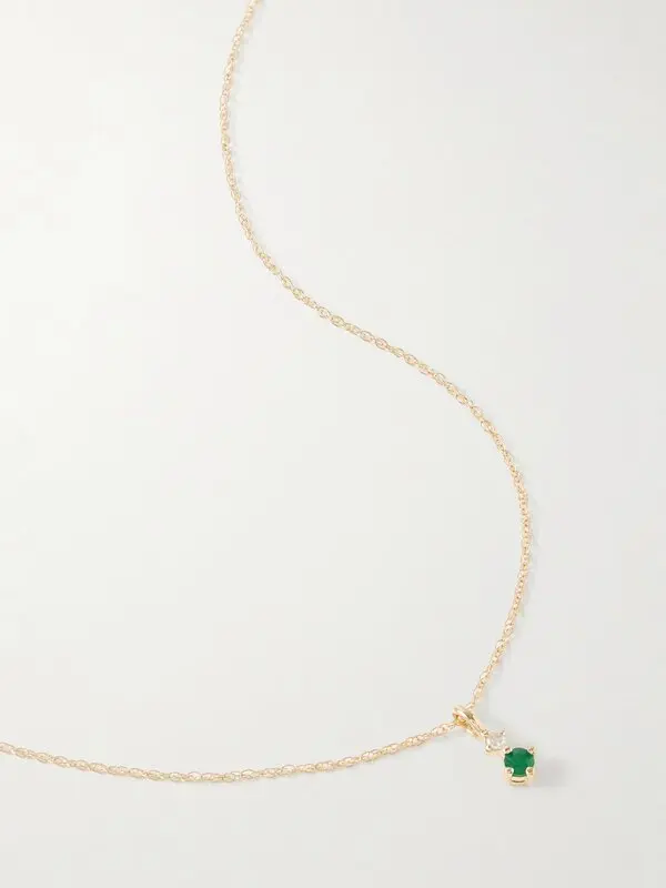 STONE AND STRAND 14-karat Diamond And Emerald Necklace