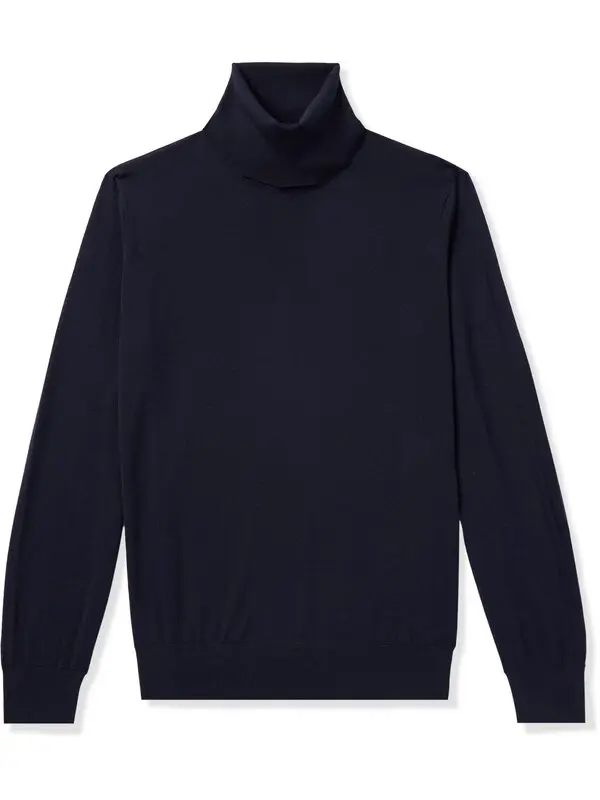 Loro Piana Wish® Wool Rollneck Sweater - Blue