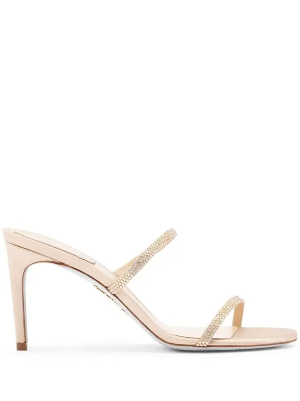 Rene Caovilla 100mm Strass Sandals - Neutrals