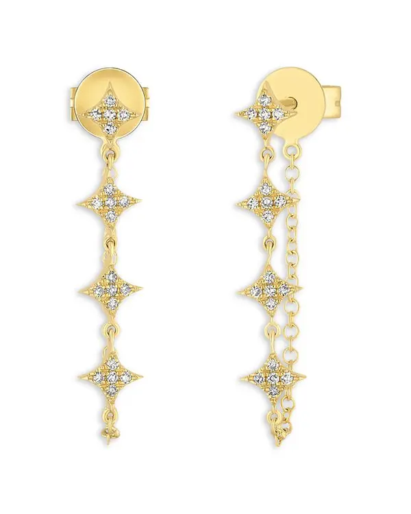 Ef Collection 14k Yellow Diamond Chain Stud Earrings