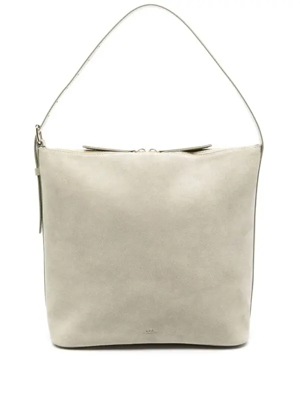 A.p.c. Zip-fastening Suede Shoulder Bag - Green