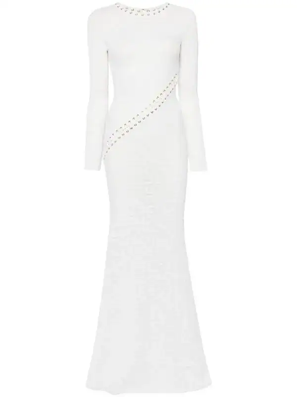 Elisabetta Franchi Embroidered Logo Maxi Dress In White - 34% Off |  Editorialist