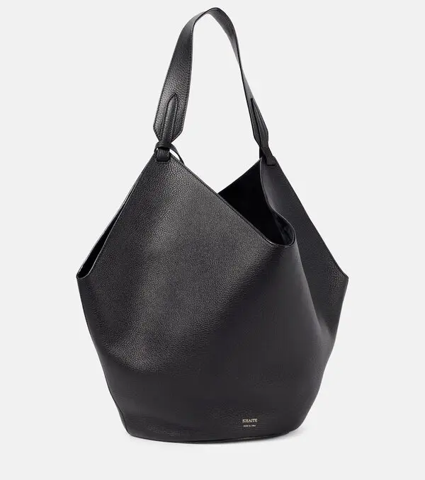 Khaite Lotus Medium Leather Tote Bag - Black