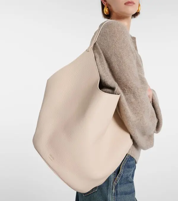 Khaite Lotus Medium Leather Tote Bag - White