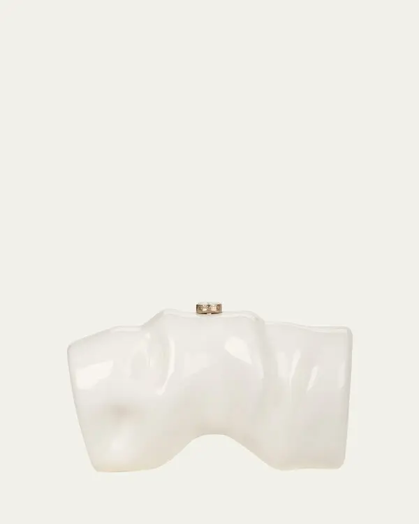 Cult Gaia Scrunch Acrylic Clutch Bag - White