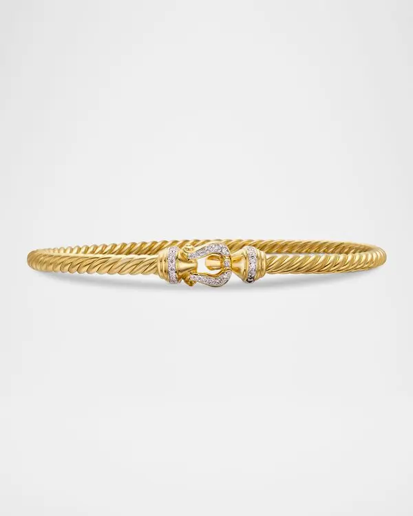 David Yurman 18k Yellow Gold Buckle Bracelet With Diamonds - Diamond