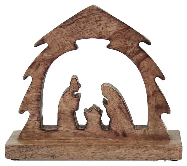 GLOBAL CRAFTS Handmade Mango Wood Nativity Silh Uette