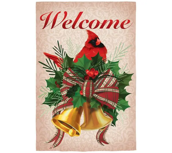 EVERGREEN Welcome Cardinal Lustre House Flag