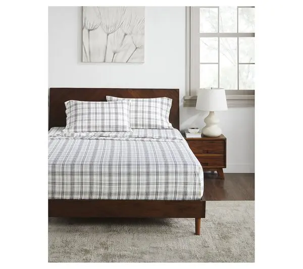 SUPERIOR Plaid Flannel Cotton Deep Pocket Sheet Set, Twin Xl