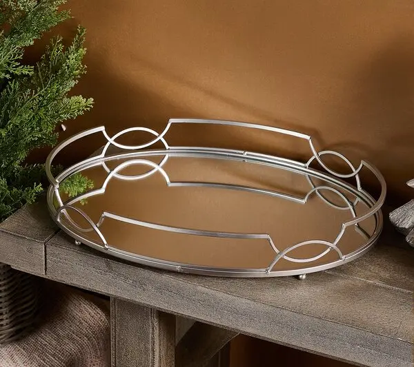 VALERIE PARR HILL 18' Mirrored Oval Metal Tray Valerie