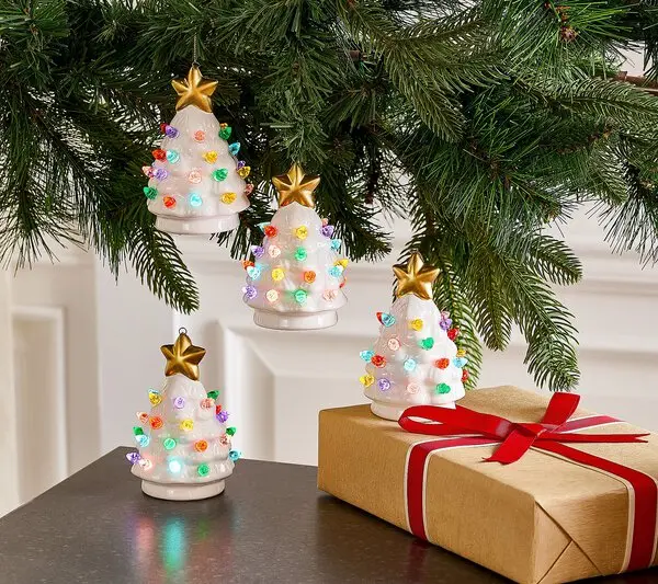 MR. CHRISTMAS S/4 Ceramic 4 Nostalgic Treeornaments
