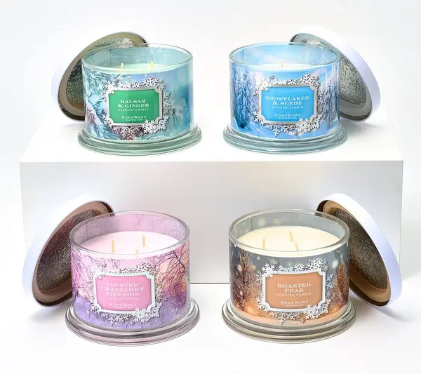 HOMEWORX BY SLATKIN + CO. Set Of 4 14oz. Snow Day Candles