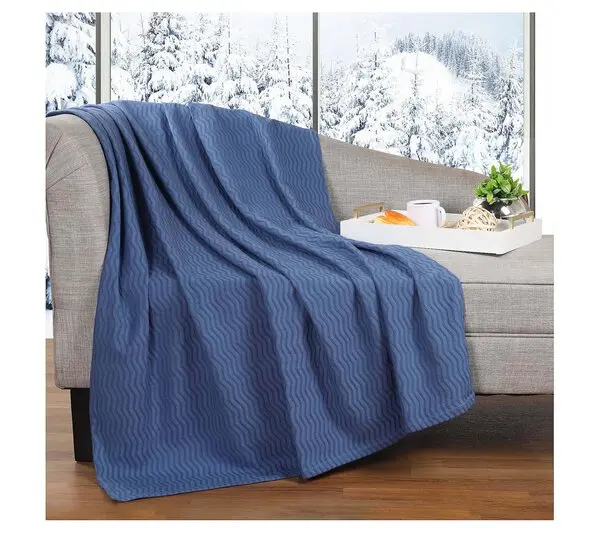 SUPERIOR Jena Cotton Textured Chevron Woven Bla Ket, Throw