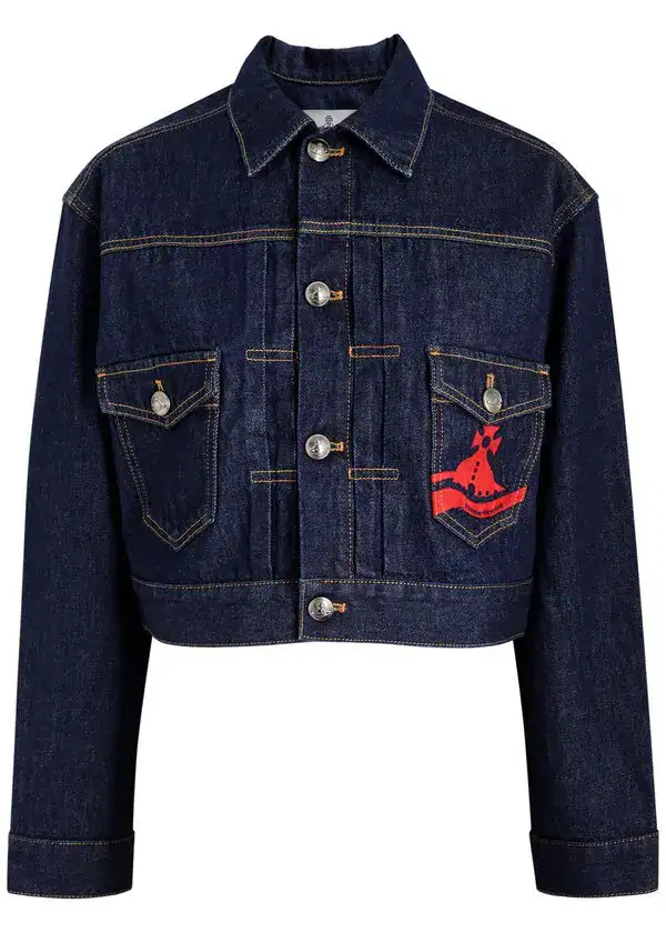 Vivienne Westwood Marlene Cropped Denim Jacket In Indigo - 50% Off