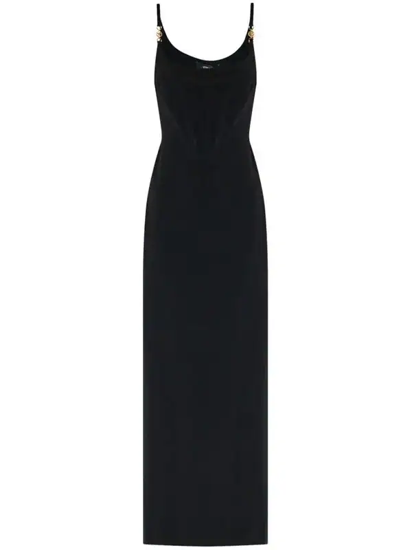 black dress with neck scarf Black Halter-neck High Collar Scarf Silk Dress – SILKROSE
