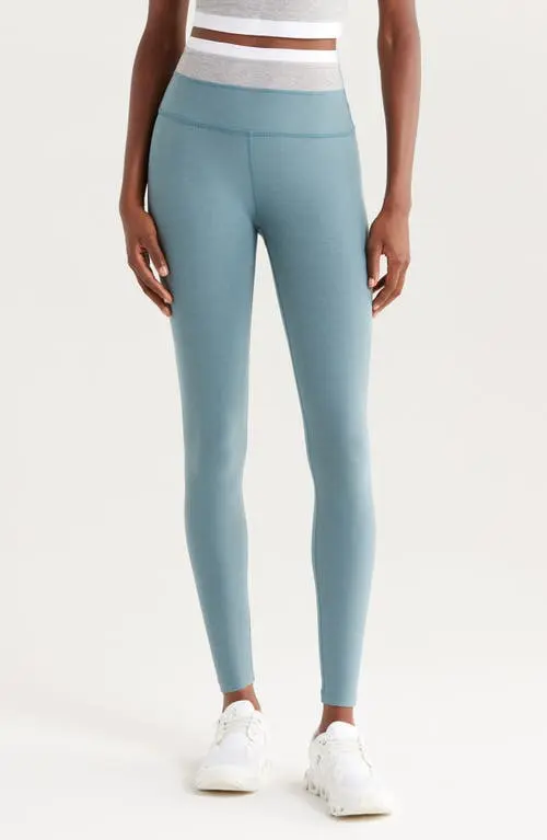 Beyond Yoga Space Dye Horizon Colorblock Ankle Leggings - Storm Tri-color Heather