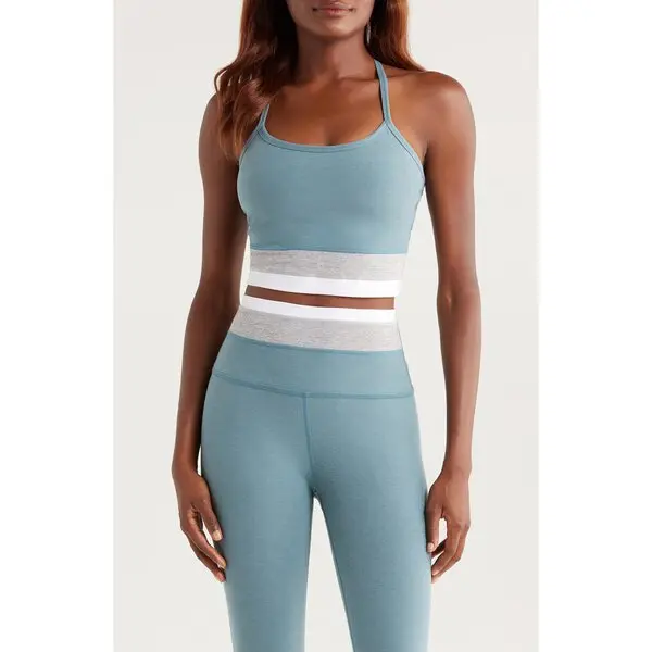 Beyond Yoga Colorblock Space Dye Cropped Tank Top - Storm Tri-color Heather