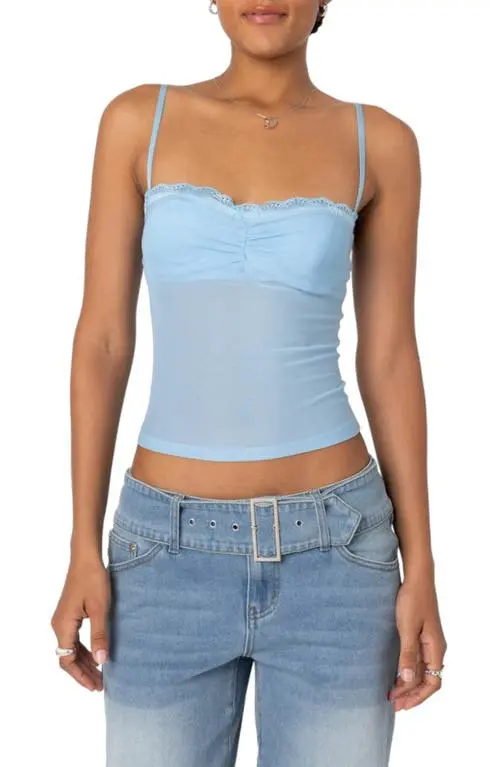 EDIKTED Elina Lace Trim Mesh Camisole