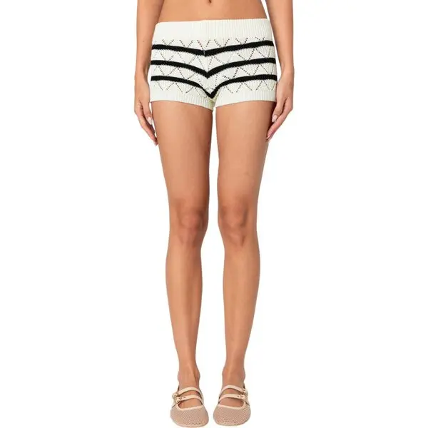 EDIKTED Galia Stripe Knit Sweater Shorts