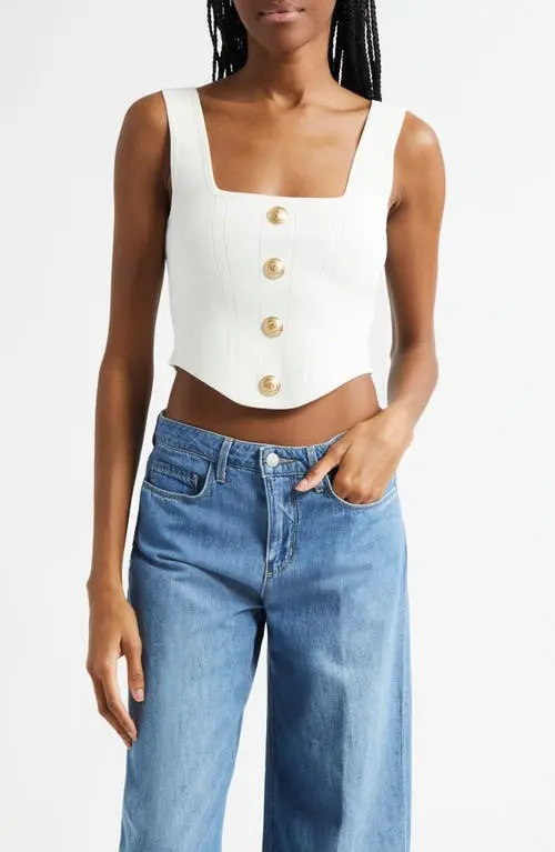 L'Agence Saga Square Neck Tank - Ivory/ Gold