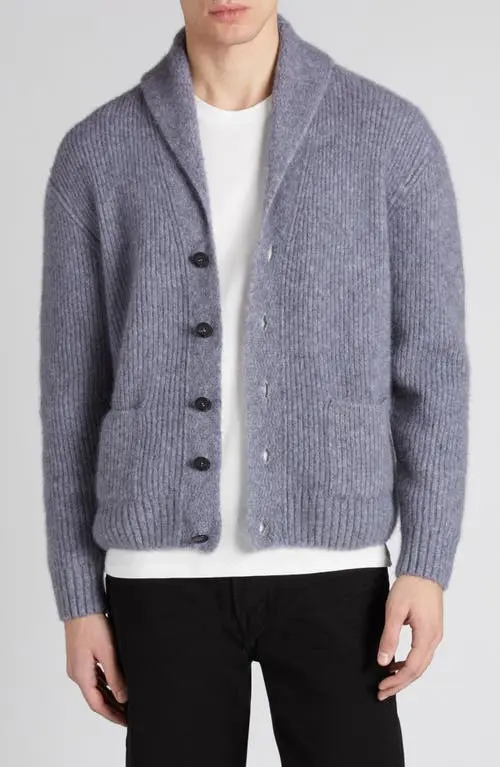 TOM FORD Shawl Collar Brushed Cashmere & Silk Cardigan - Ig399 Ash Grey