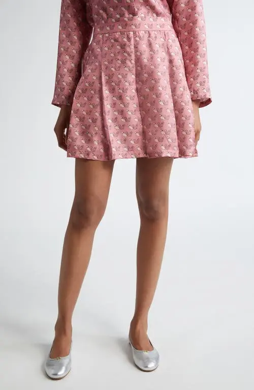 MAX MARA STUDIO Clown Kitty Print Silk Twill Skort