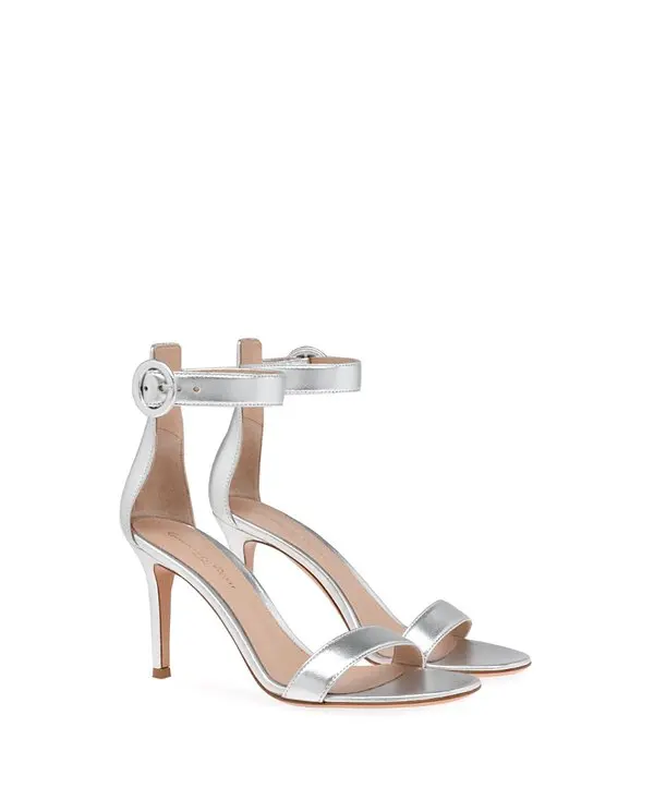 GIANVITO ROSSI Portofino 85 Sandals - Silver Nappa Leather