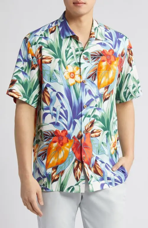 Tommy Bahama Fleur De Lune Print Short Sleeve Silk Button-up Shirt