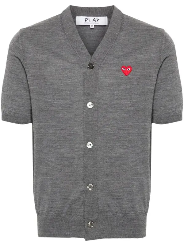 Play Comme Des Garcon Heart Patch Wool Cardigan